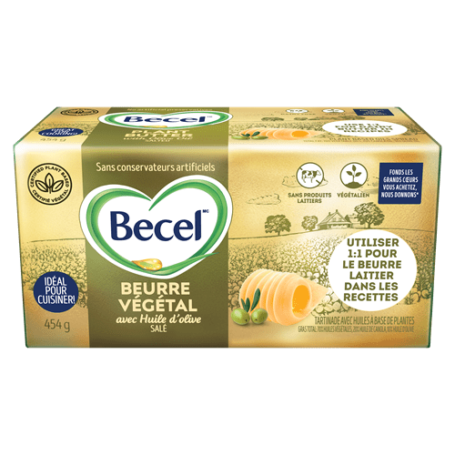 BEURRE VÉGÉTAL SANS PRODUITS LAITIERS BECEL – AVEC HUILE D’OLIVE, SALÉ