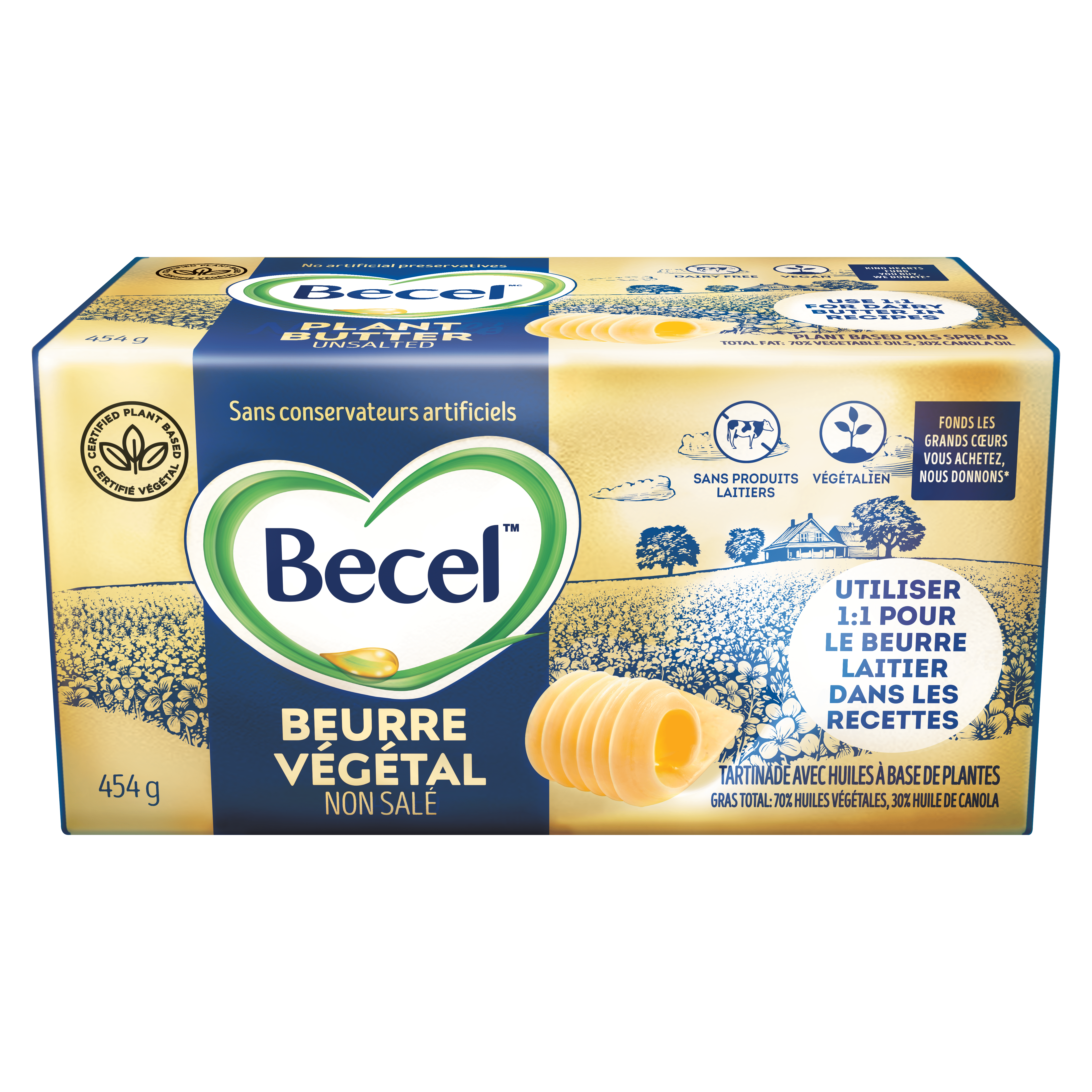 BEURRE VÉGÉTAL SANS PRODUITS LAITIERS BECEL – NON-SALÉ