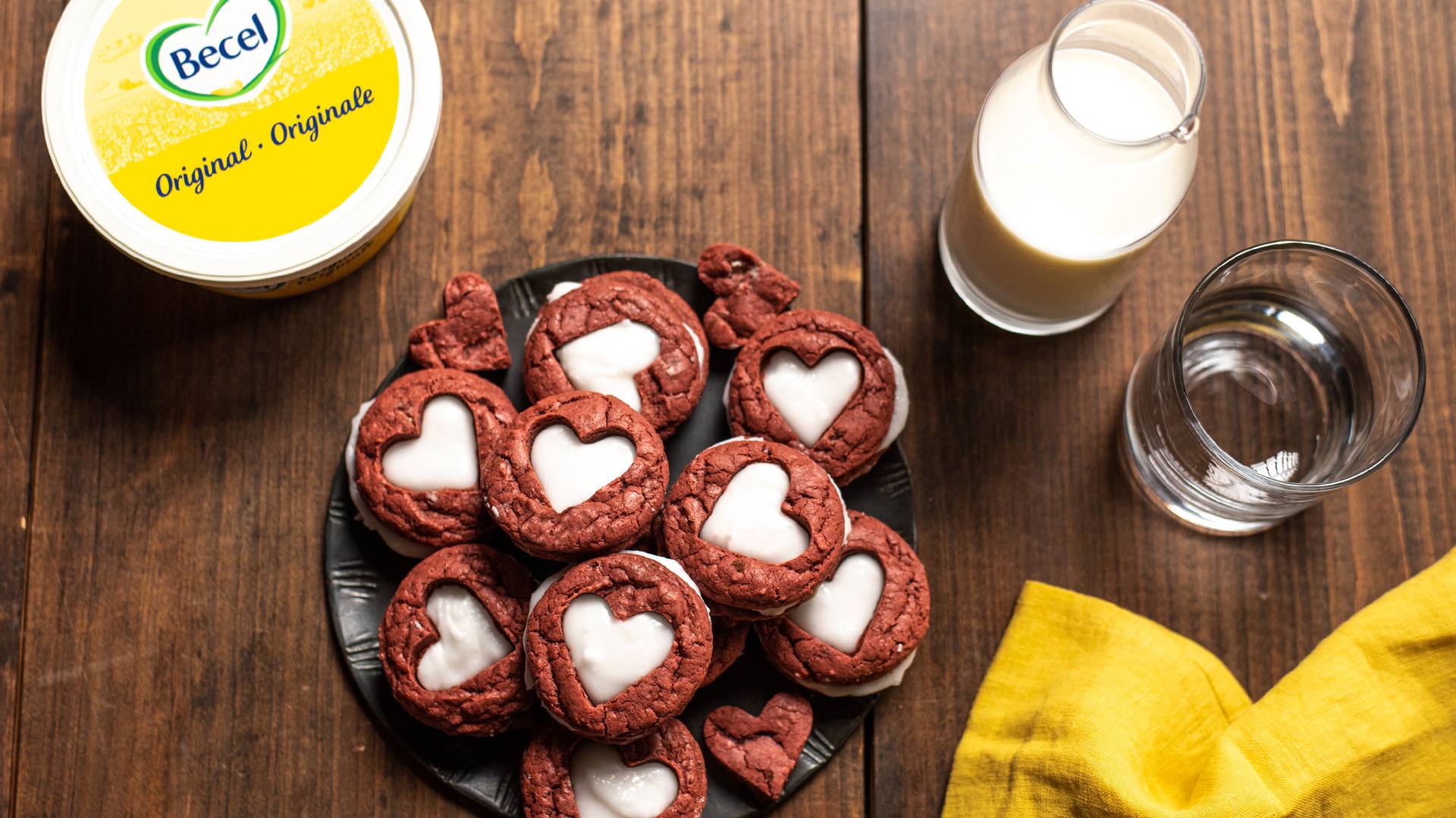 Red Velvet Sandwich Cookies| Becel