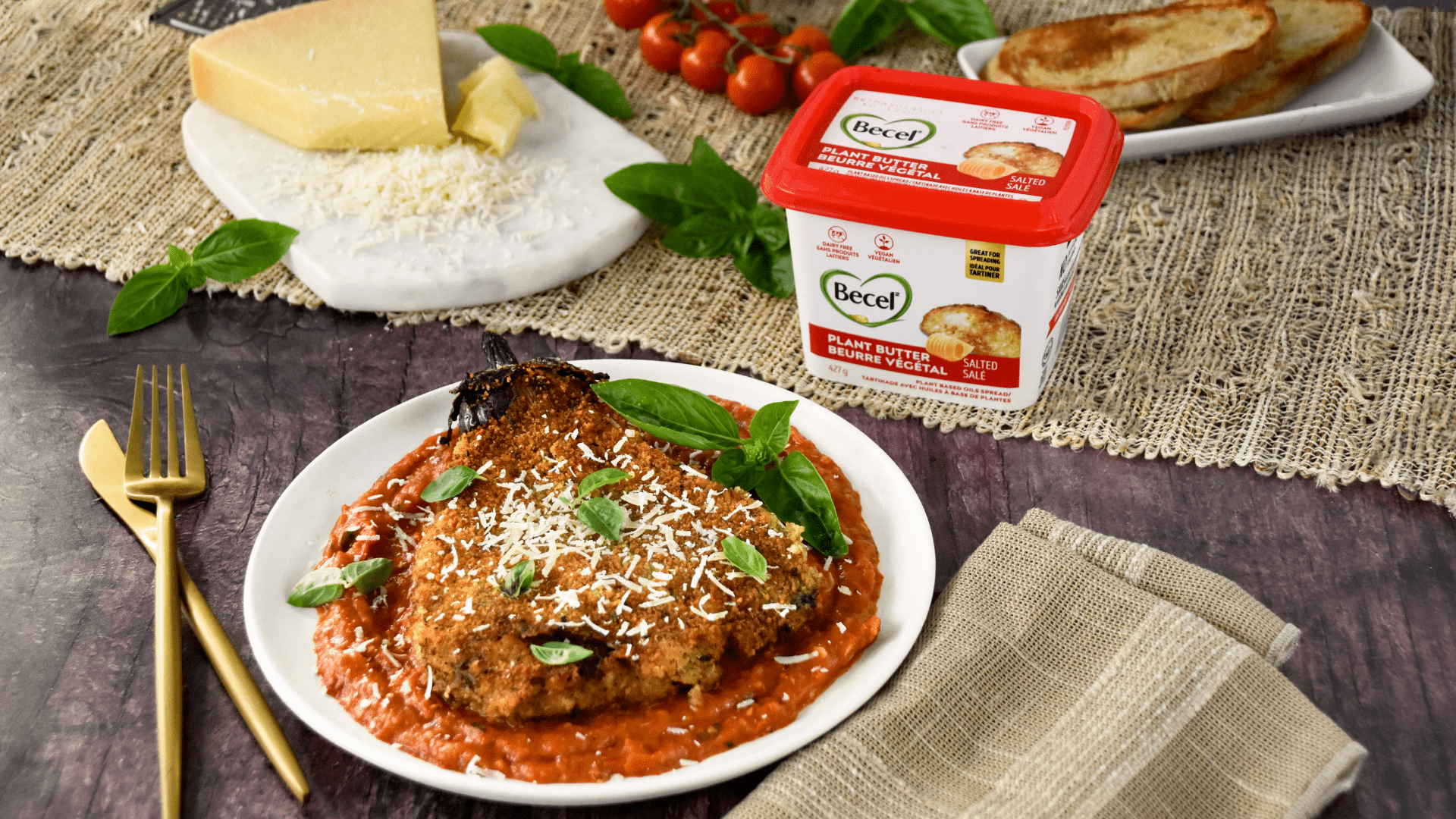 Eggplant Schnitzel with Roasted Tomato Sauce| Becel